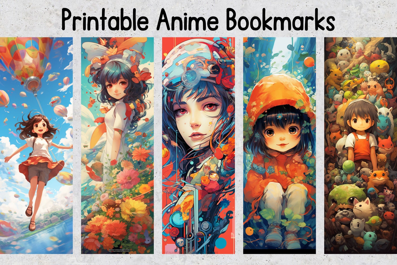 40 Anime Printable Bookmarks, Anime Digital Download Bookmark Sheets ...