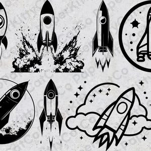 50 Rocket PNG & SVG Bundle, Rocket SVG Silhouettes Sublimation, Rocket ...