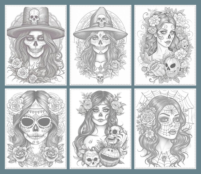 25 Sugar Skull Girls Coloring Pages Adults Printable - Etsy