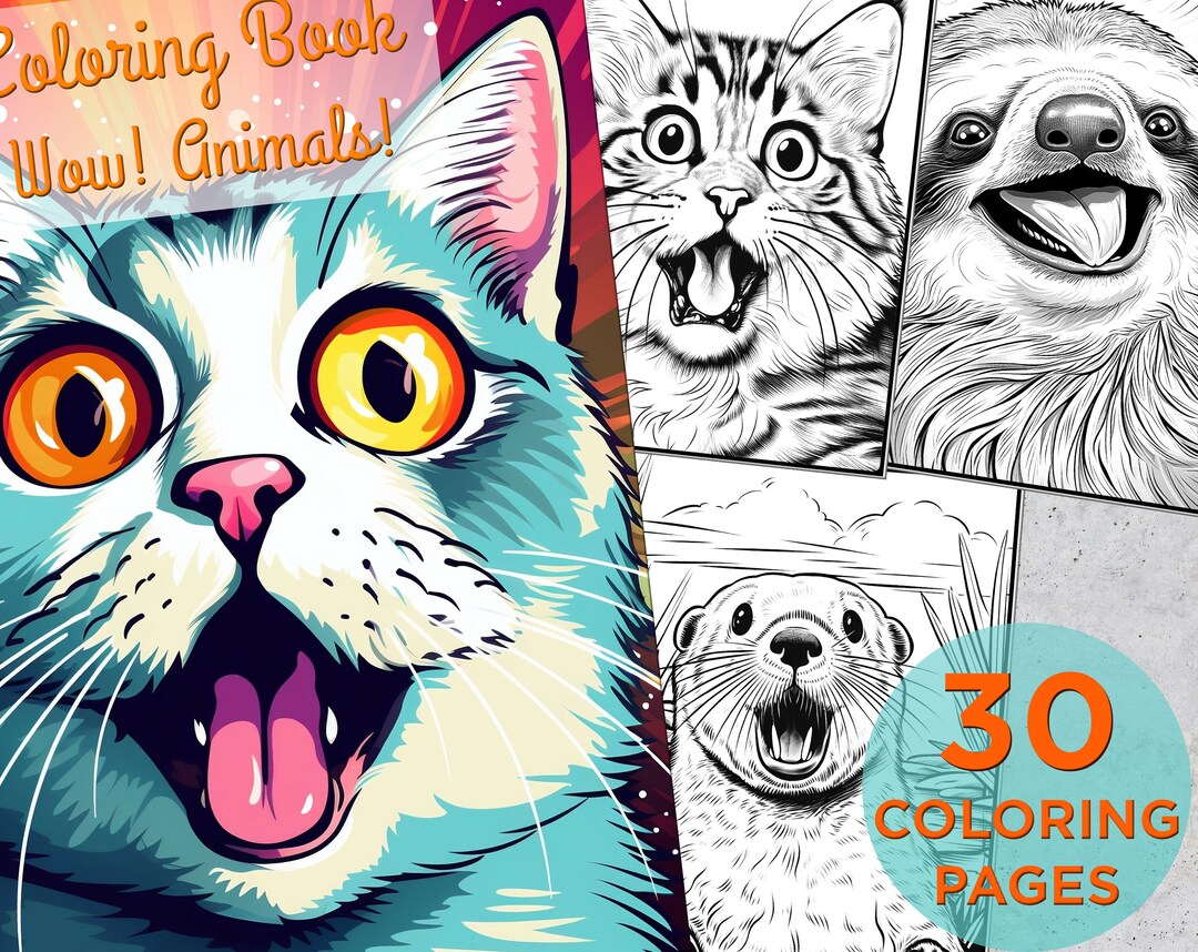 30 Wow Animals Coloring Pages Cute Animals Adults Printable - Etsy