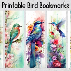 50 Bird Printable Bookmarks, Birds Digital Download Bookmark Sheets ...