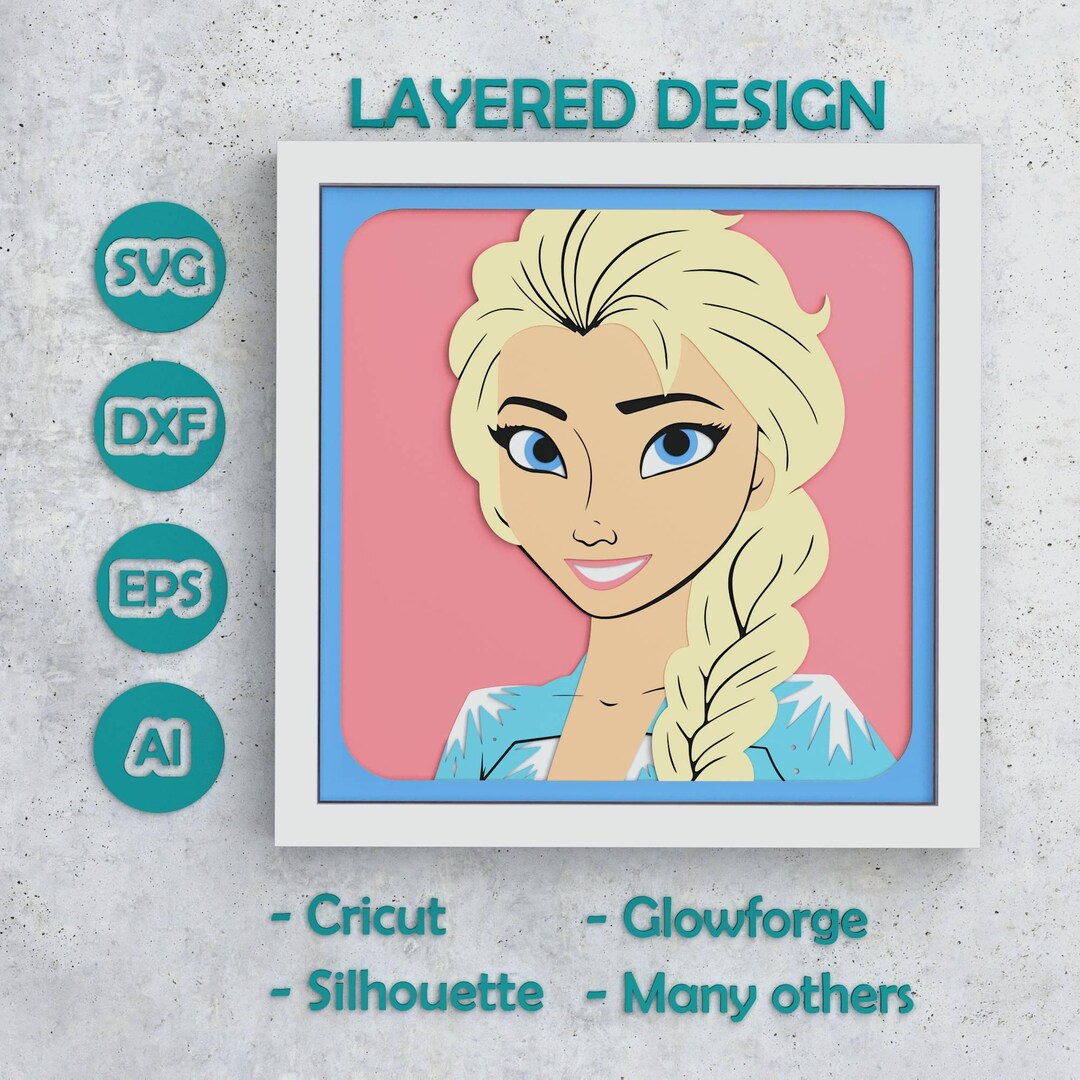 Cartoon Princess Shadow Box, Princess SVG Layered Design for Cricut ...