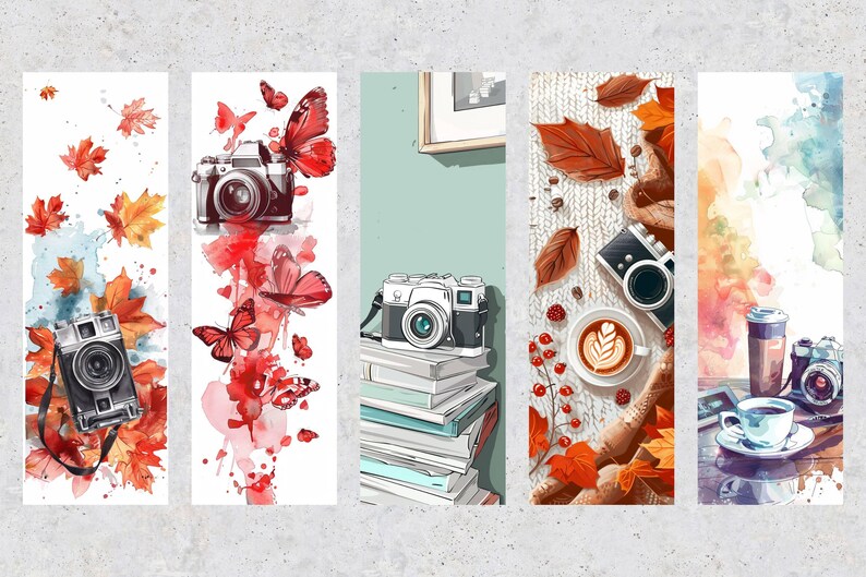 50 Photo Camera Printable Bookmarks, Camera Digital Download Bookmark ...