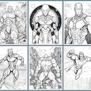 34 Superheroes Coloring Pages, Adults Printable Grayscale Hero Coloring ...