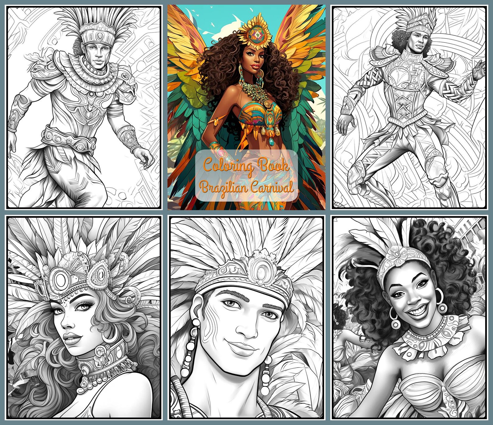35 Brazilian Carnival Coloring Pages, Adults Printable Coloring Page ...