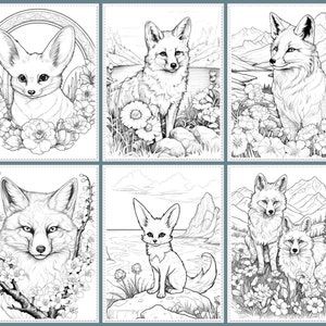 30 Cute Foxes Coloring Pages, Foxes Adults Kids Printable Grayscale ...