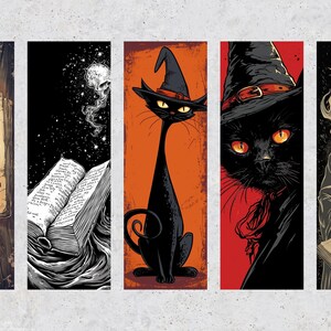45 Witch's Book Printable Bookmarks, Witch Digital Bookmark Sheets ...