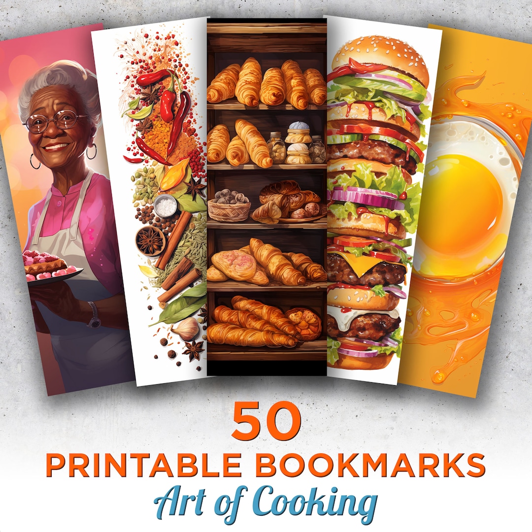 50 Cookbook Printable Bookmarks, Cookbook Digital Download Bookmark ...