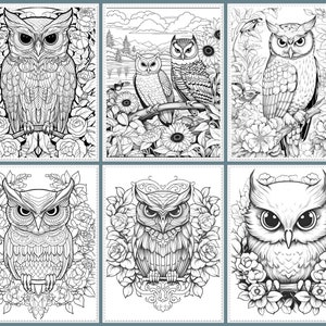 36 Gorgeous Owls Coloring Pages, Floral Owls Printable Grayscale ...