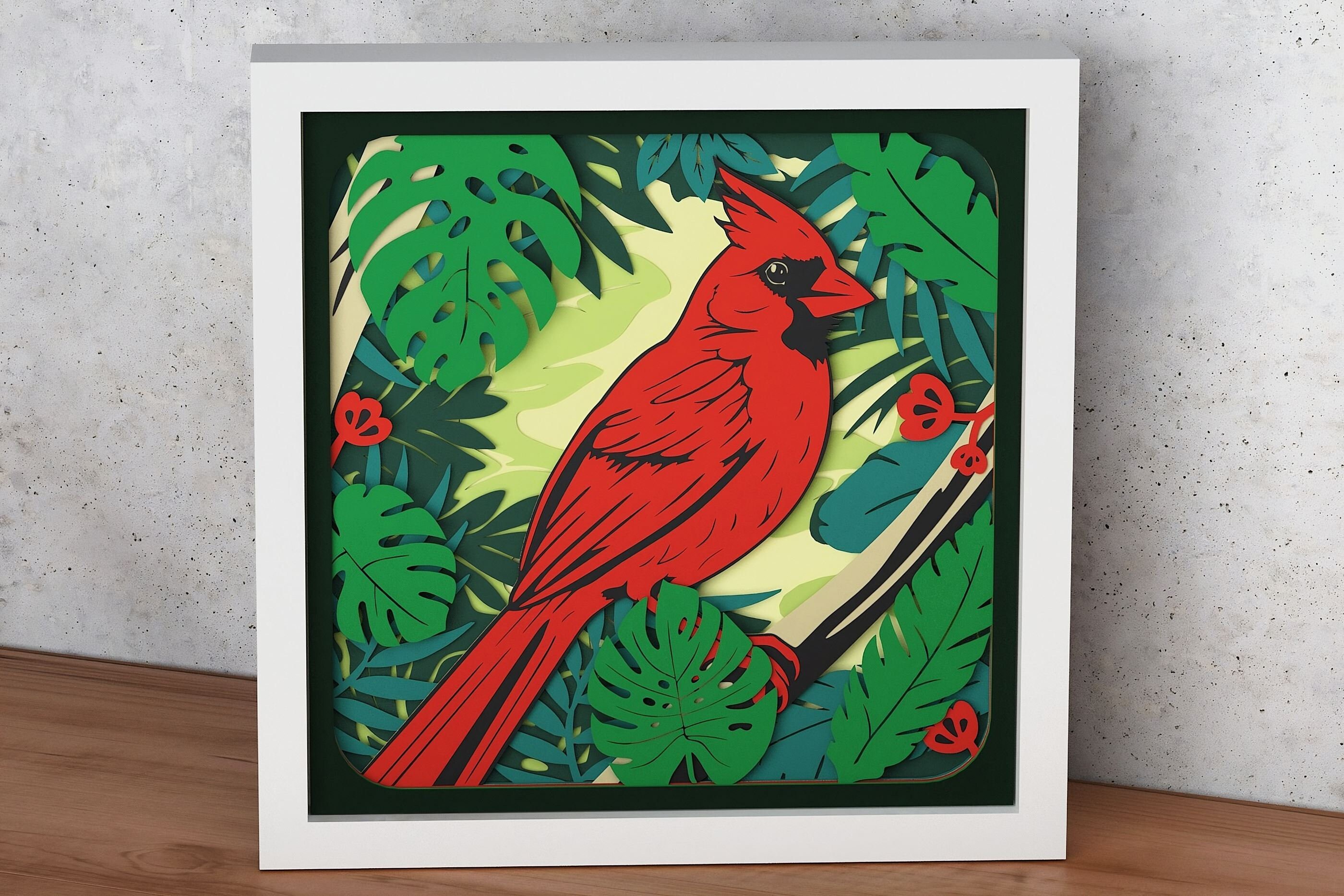 Cardinal Bird Shadow Box, Cardinal Bird SVG, Cardinal Bird Layered ...