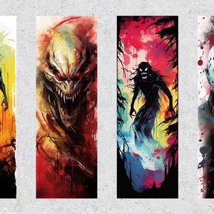 45 Horror Printable Bookmarks, Horror Digital Bookmark Sheets, Horror ...
