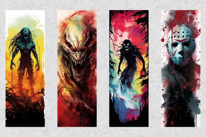 45 Horror Printable Bookmarks, Horror Digital Bookmark Sheets, Horror ...