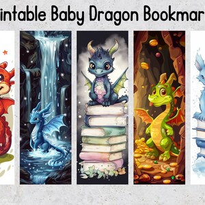 50 Baby Dragon Printable Bookmarks, Dragon Digital Download Bookmark ...