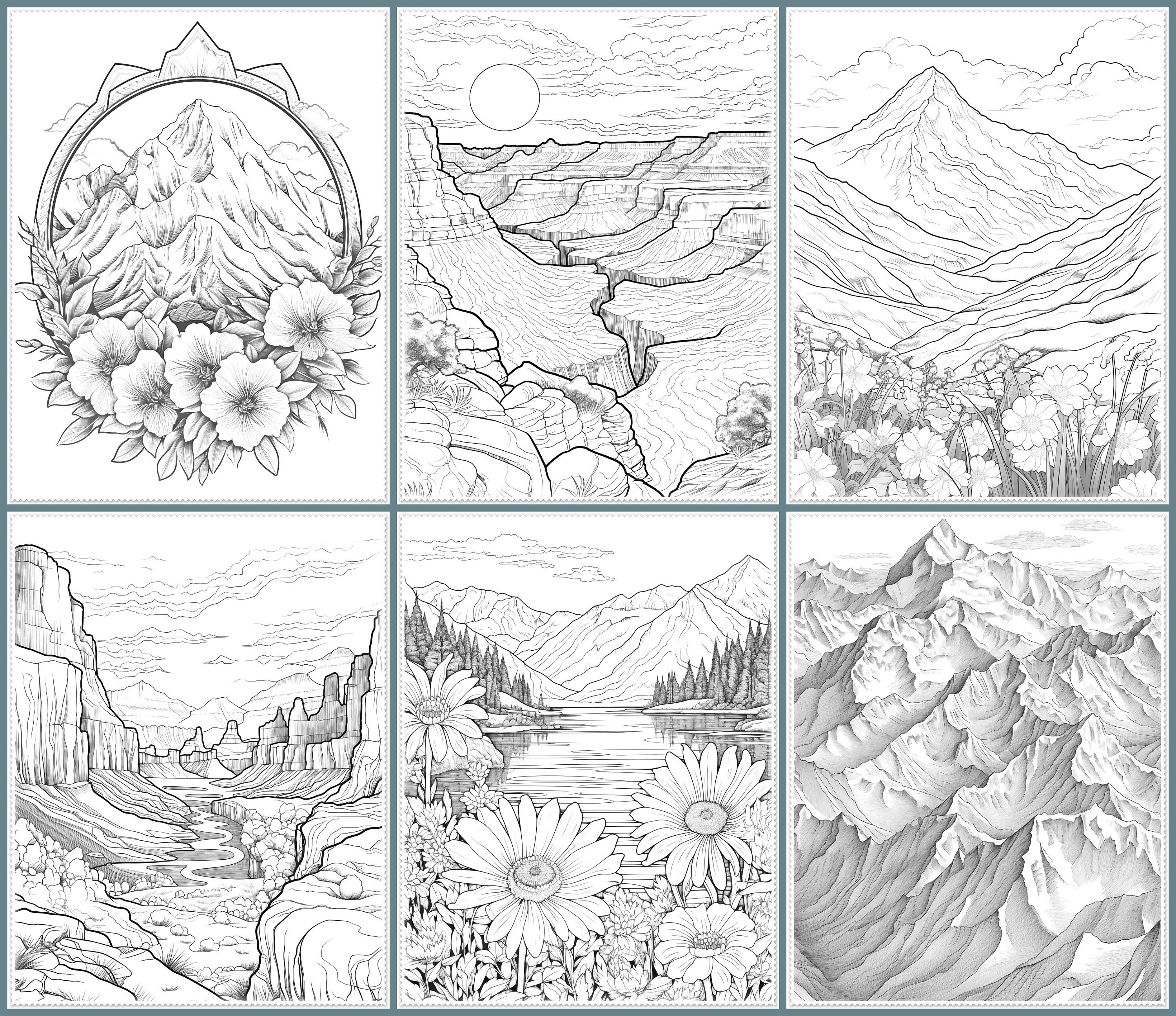 30 Exciting Mountains Coloring Pages Mountains Printable - Etsy