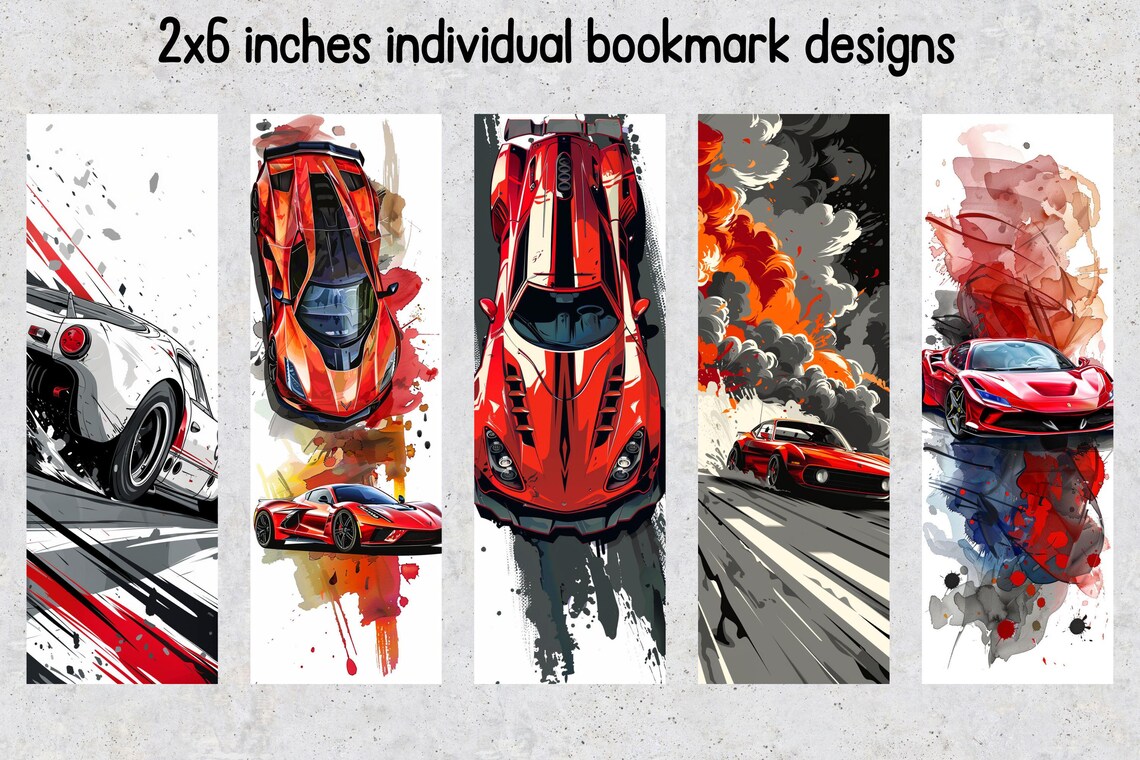 50 Racing Car Printable Bookmarks, Racing Car Digital Download Bookmark ...