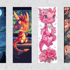 50 Baby Dragon Printable Bookmarks, Dragon Digital Download Bookmark ...