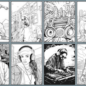 50 Hip Hop Music Coloring Pages, Hip-hop Rap Printable Grayscale ...