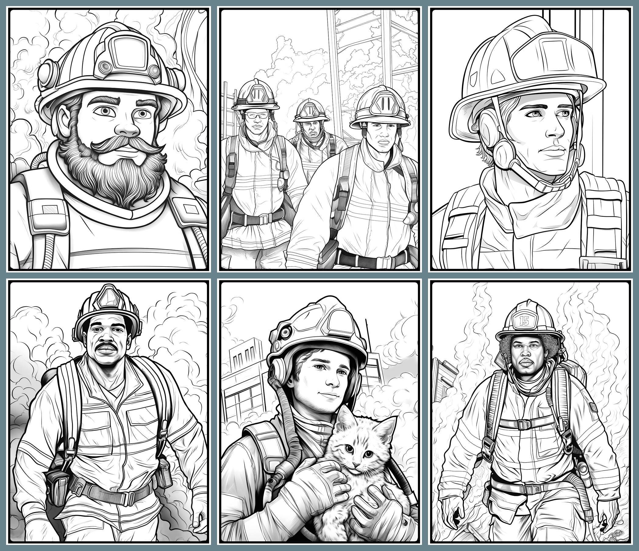 35 Brave Firefighters Coloring Pages, Printable Fireman Coloring Book ...