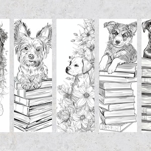 50 Printable Bookmarks for Coloring Dogs, Dogs Digital Download ...