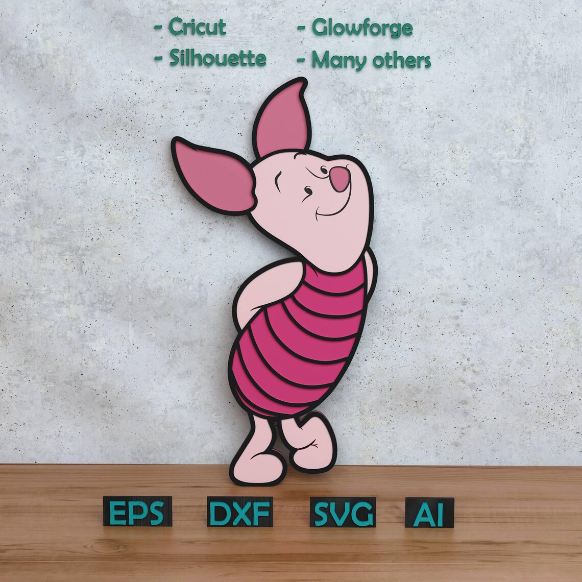 Cartoon Piggy Shadow Box SVG, Winnie Layered Design for Cricut X-tool ...