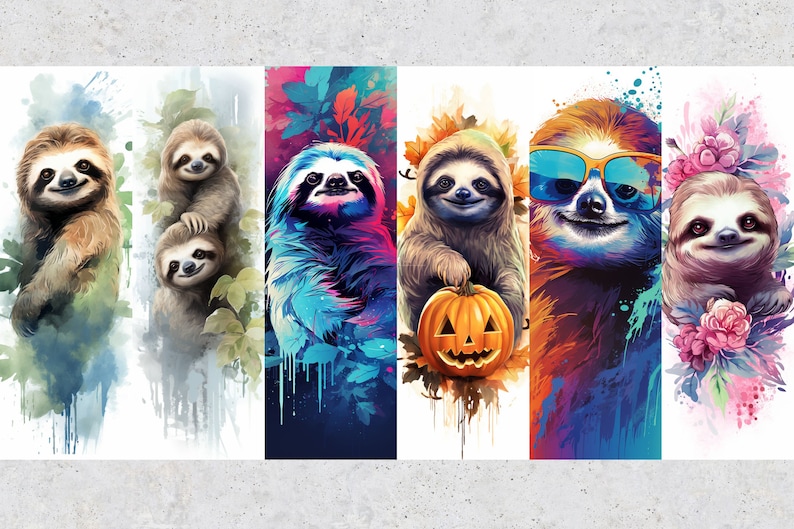 40 Cute Sloths Printable Bookmarks, Sloths Digital Download Bookmark ...
