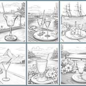 26 Fancy Cocktails Coloring Pages, Adults Printable Grayscale Coloring ...