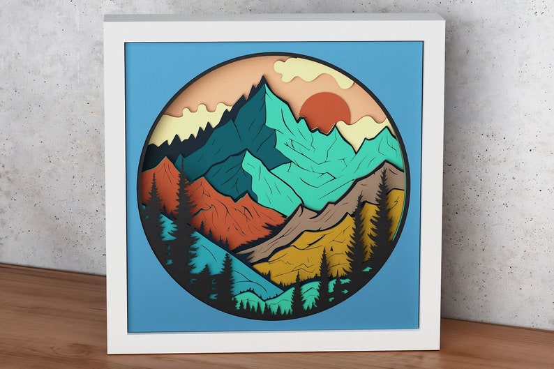 Mountains Landscape Shadow Box SVG Layered Design for Cricut - Etsy