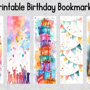 50 Birthday Printable Bookmarks, Birthday Digital Bookmark Sheets ...