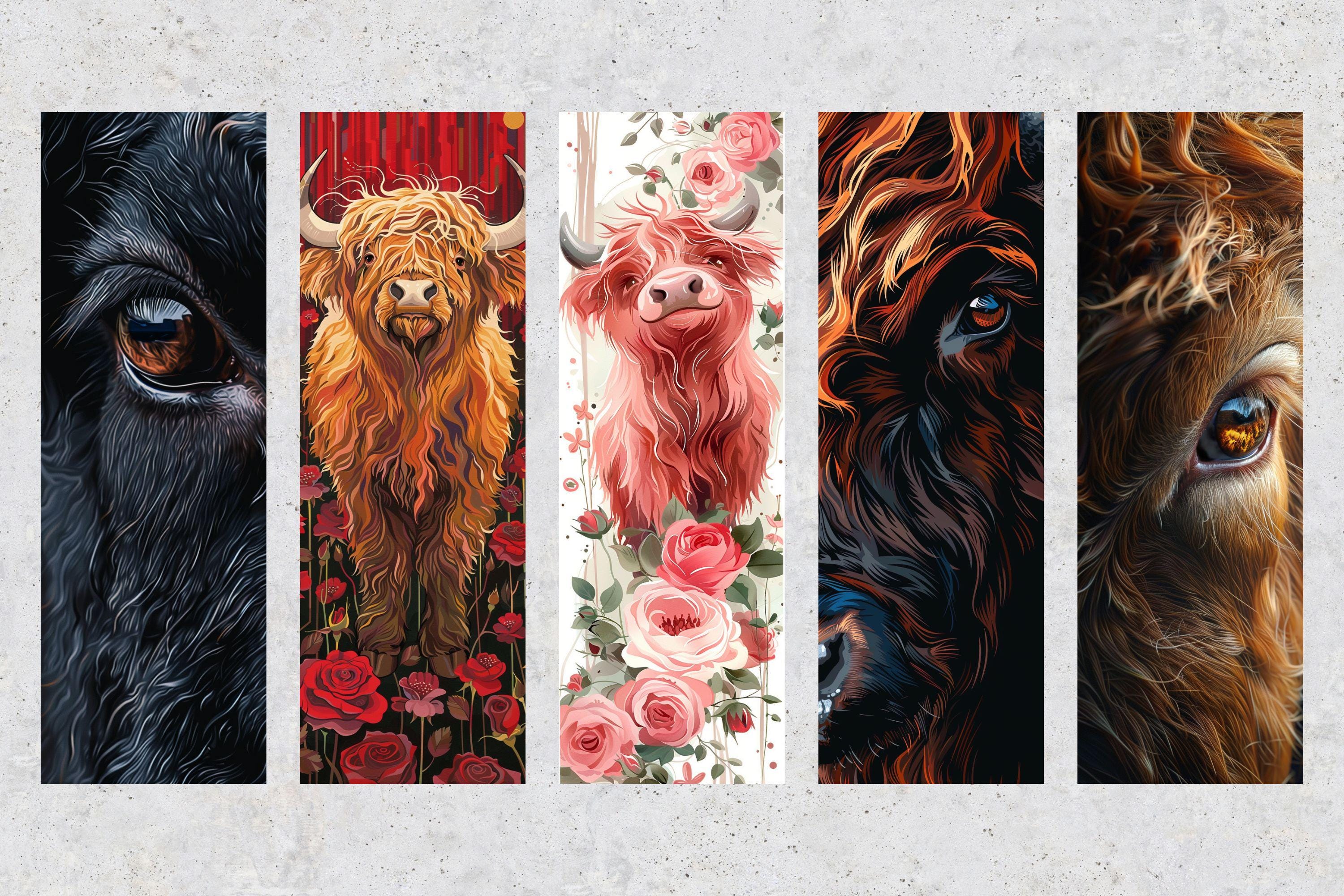 50 Highland Cow Printable Bookmarks, Cows Digital Bookmark Sheets ...