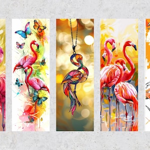 55 Flamingo Printable Bookmarks, Flamingo Digital Download Bookmark ...