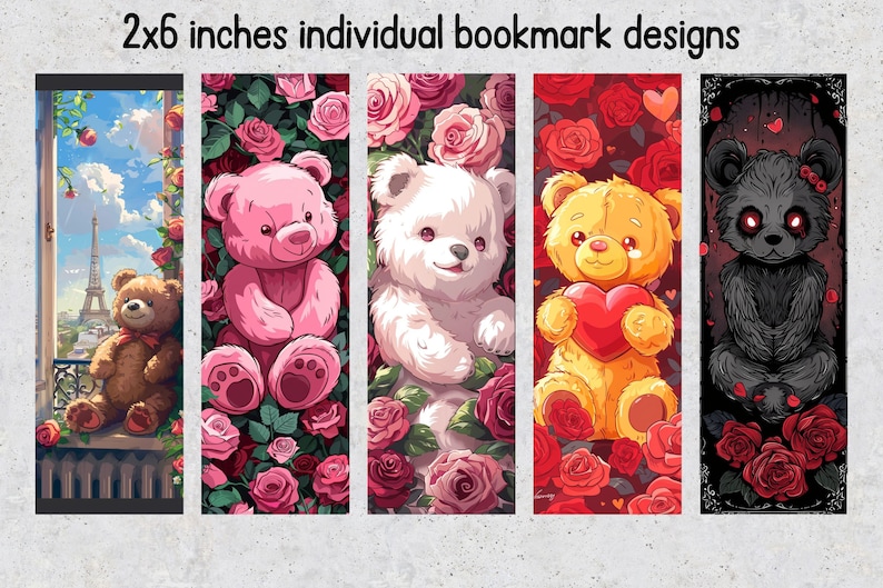 40 Teddy Bear Printable Bookmarks, Toy Bear Digital Download Bookmark ...