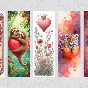 45 Romantic Hearts Printable Bookmarks, Heart Digital Download Bookmark ...