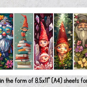 50 Cute Gnome Printable Bookmarks, Cute Gnome Digital Download Bookmark ...