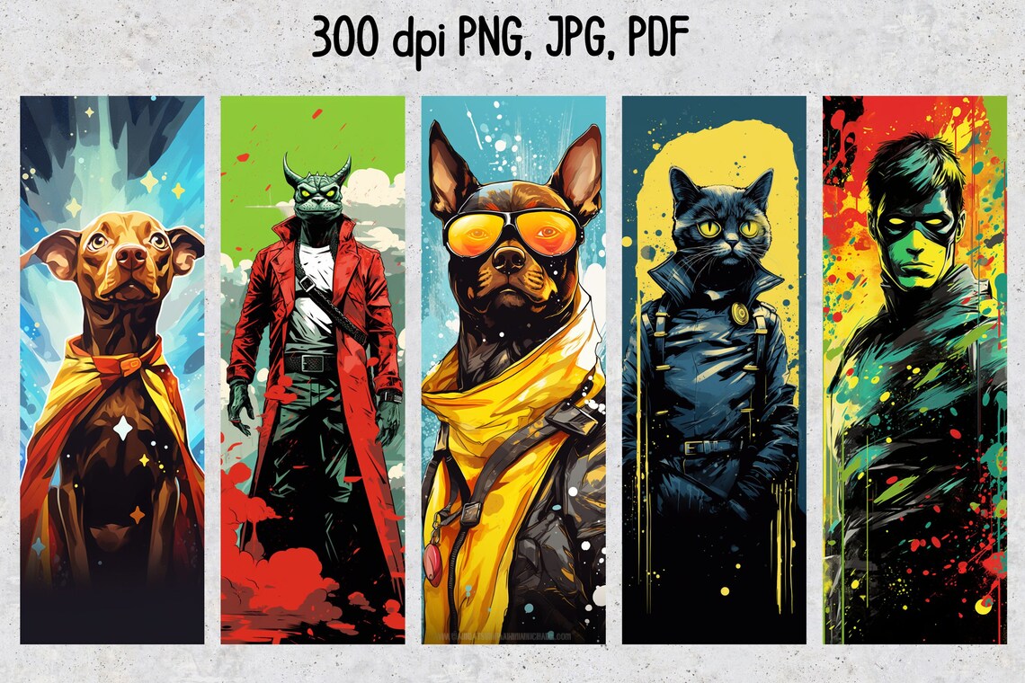 40 Superhero Printable Bookmarks, Comics Digital Download Bookmark ...