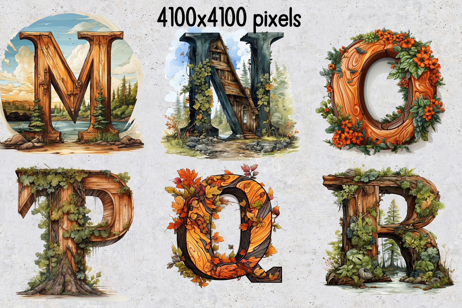 Wooden Alphabet PNG Sublimation Clip Art, Set Transparent PNG Wooden ...