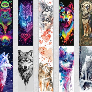 50 Wolf Printable Bookmarks, Wolf Digital Bookmark Sheets, Wolf PNG ...