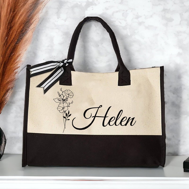 Floral Name Tote - Etsy