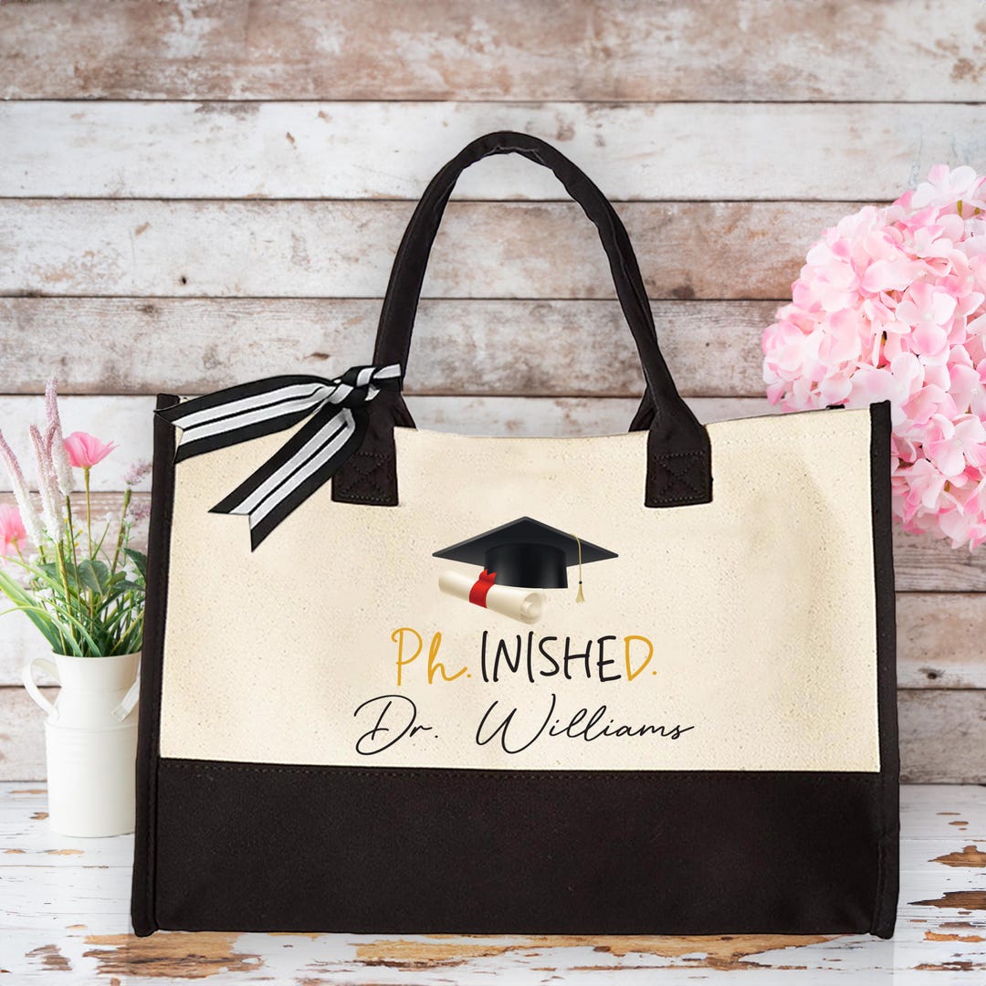 Personalized Phd Graduation Tote, Custom Doctorate Gift, Canvas Tote ...