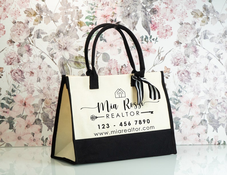 Custom Real Estate Agent Gift, Personalized Business Tote Bag, Custom ...