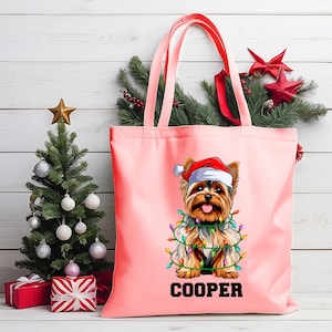 Christmas Dog Tote, Personalized Dog Owner Tote, Custom Shoulder Tote ...