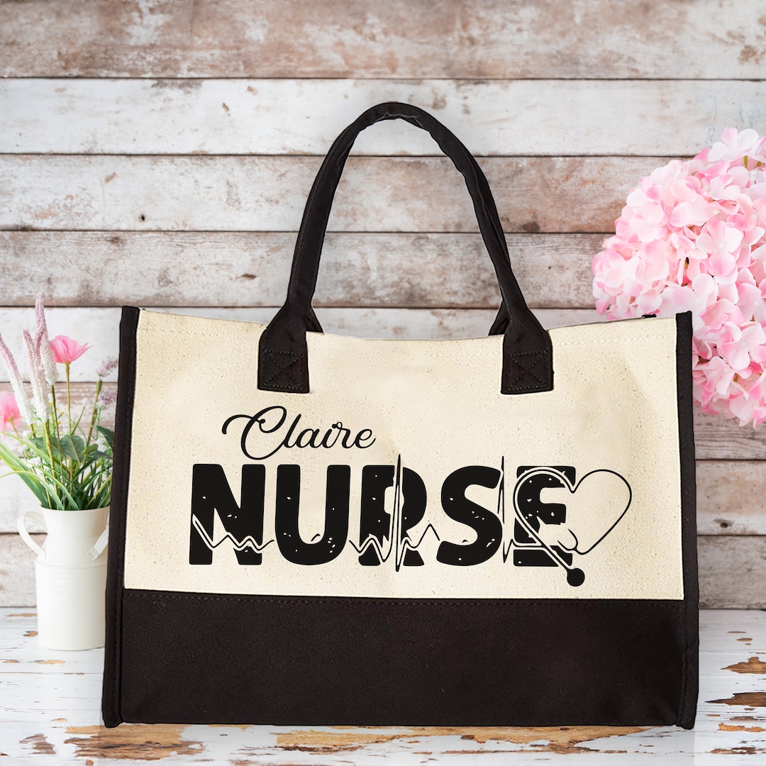 Personalized Name Tote Bag for Health Employee, Canvas Nurse Tote Bag ...