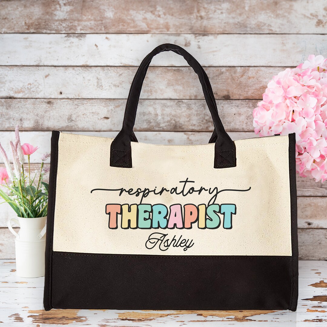 Respiratory Therapist Tote, Custom Name Therapist Tote, Canvas Tote Bag ...