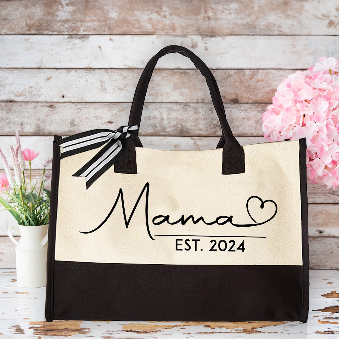 Personalized Canvas Tote Bag, Gift for Mother, New Baby Shower Gift ...