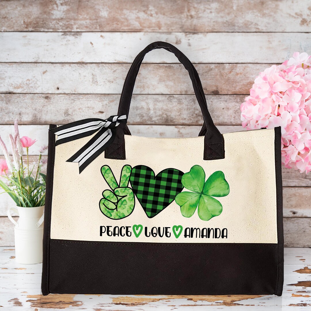 Custom Shamrock Tote Bag, Irish Canvas Bag, St Patricks Day Tote ...