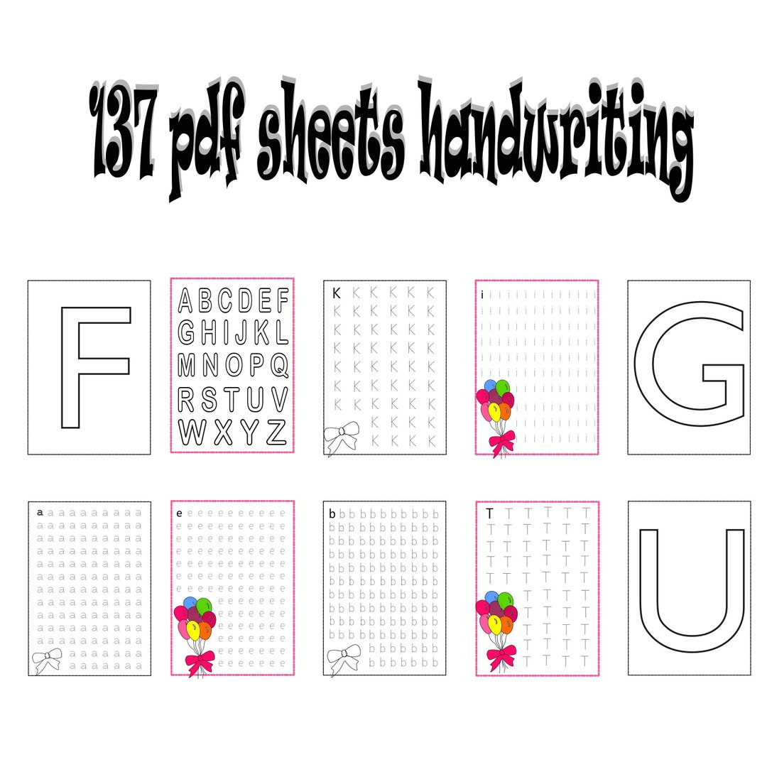 Pdf Sheets Handwriting ,instant Download, Printable Sheets - Etsy