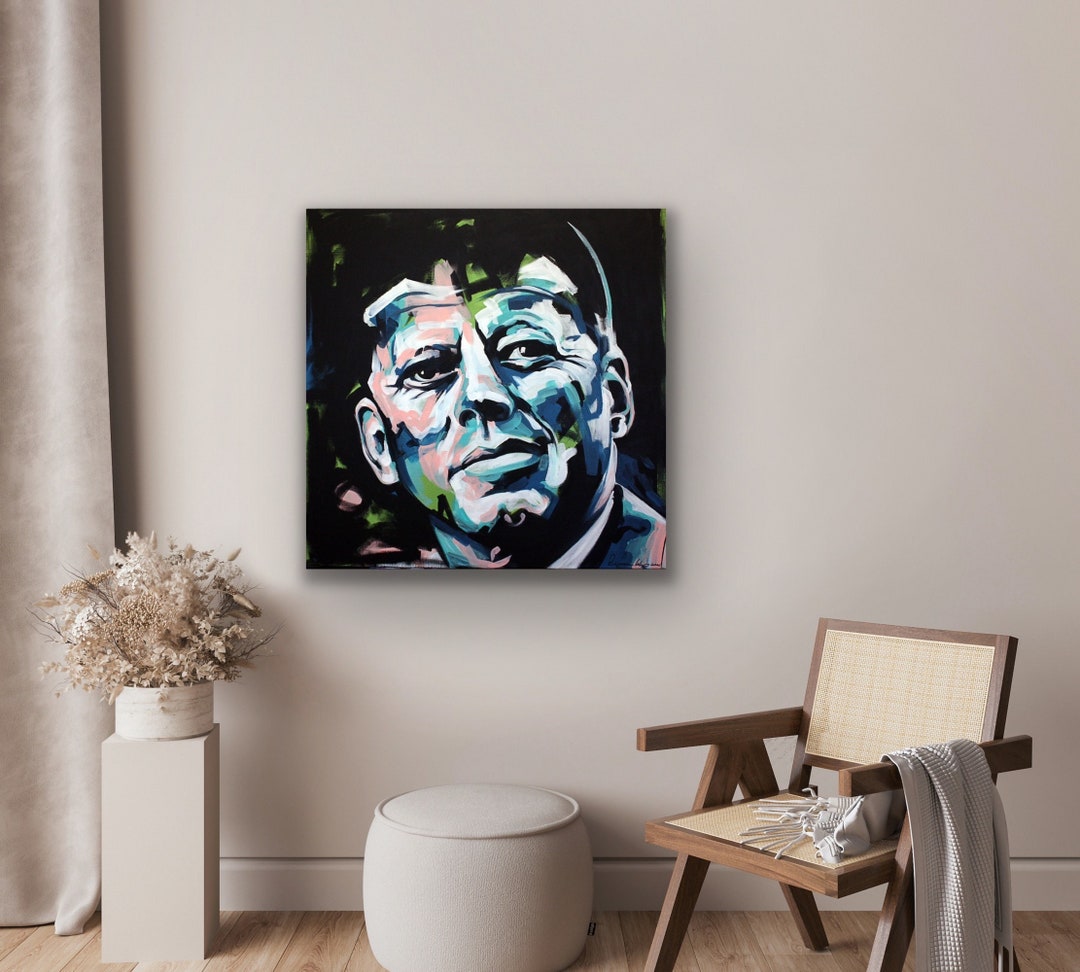 JFK Portrait Painting, 36"x36" Square Gallery Wrapped Canvas, John F ...
