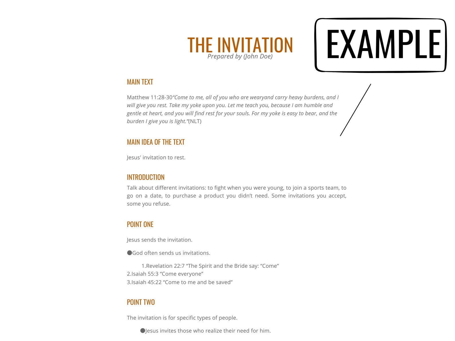 Sermon Planner, Sermon Outline Template, Bible Lesson Template ...