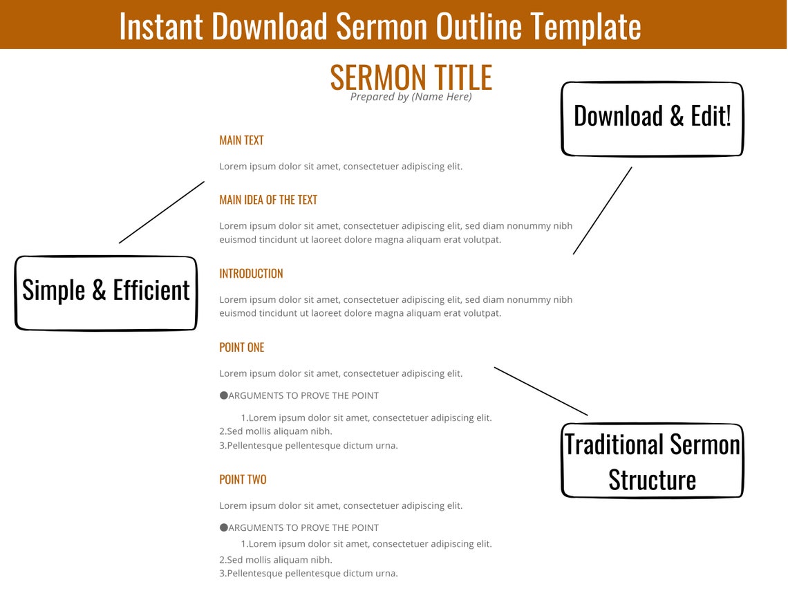 Sermon Planner, Sermon Outline Template, Bible Lesson Template ...