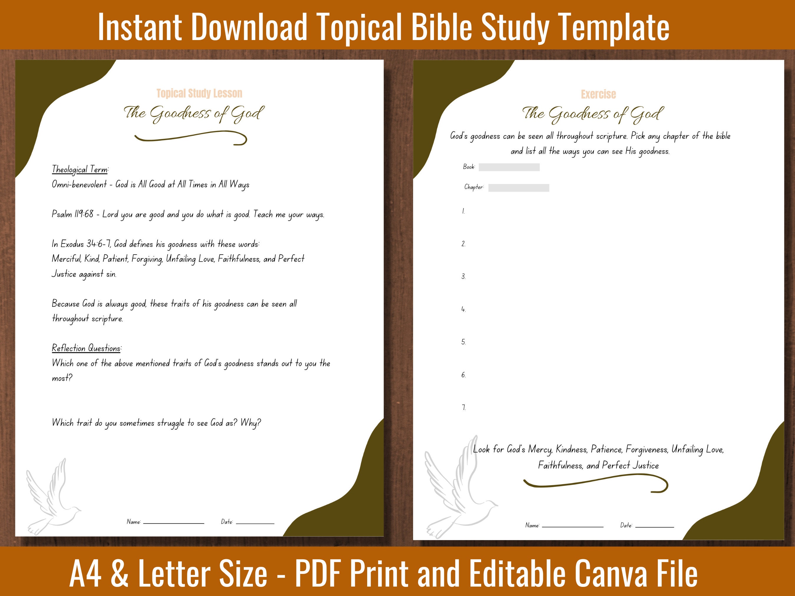 Topical Bible Study Guide Template, Bible Study Lessons, Bible Exercise ...