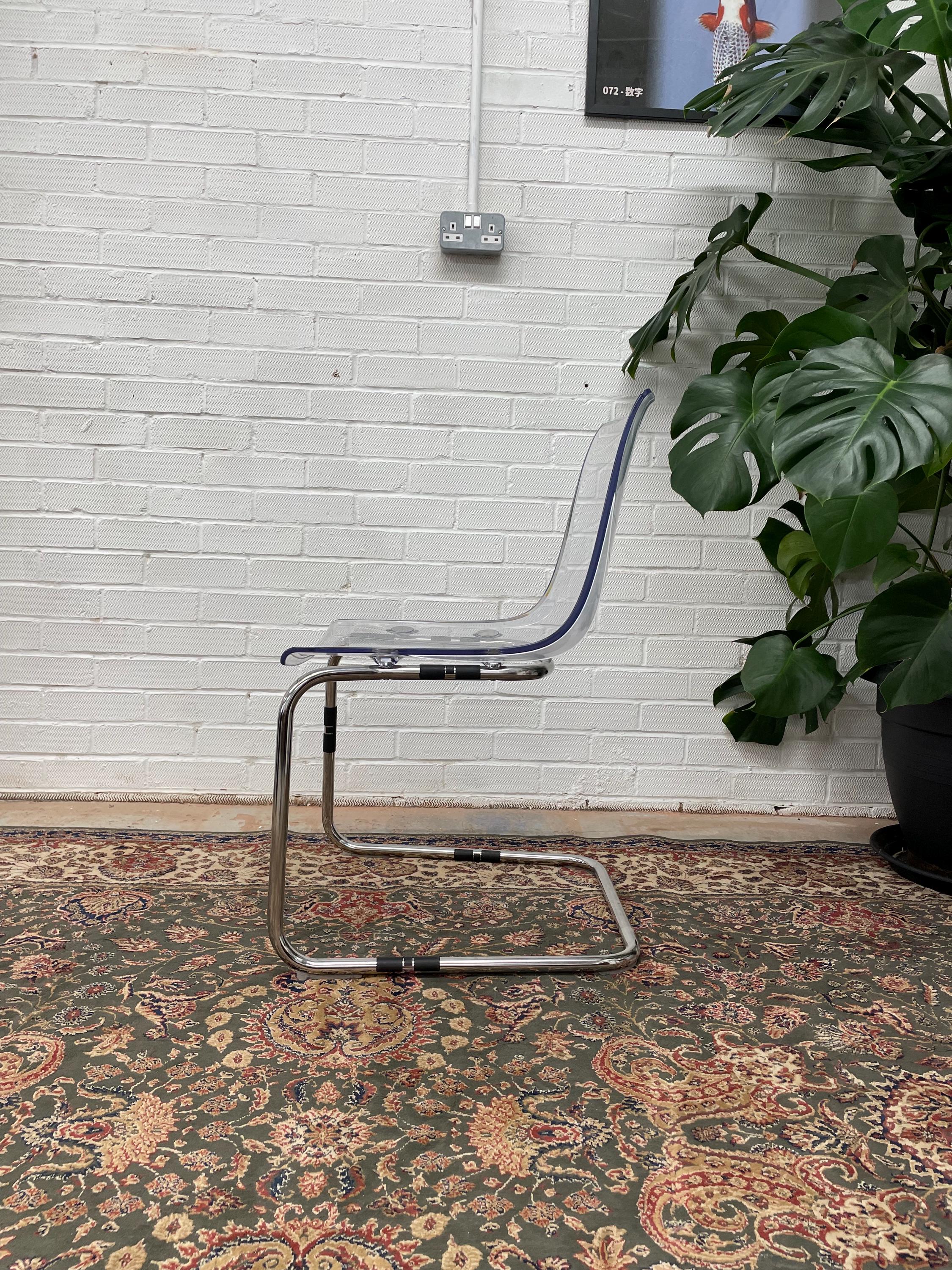 Vintage Chrome & Perspex Cantilever Dining Chair - Etsy
